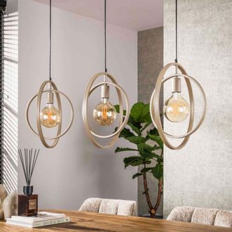 M&S Collection Suspension 3 lampes rotatives 130x40x150 cm en m&eacute;tal beige - SYBIL