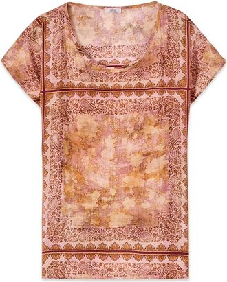 Oltre Femme, Blouses et Chemises, Orange, Taille: 40 FR Blouse &agrave; Manches Kimono Imprim&eacute;es