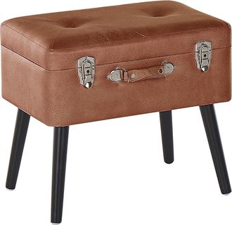 Beliani Moderner Hocker mit Stauraum braun Kunstleder Kofferhocker Mallard