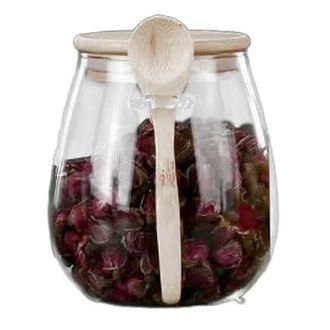 Generic Bocal &agrave; sel avec couvercle et cuill&egrave;re - Bo&icirc;te de rangement herm&eacute;tique en verre pour condiments, sucre, fermeture de s&eacute;curit&eacute;, r&eacute;cipient &agrave; sel pour cu