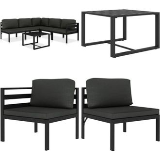 vidaXL 6-tlg. Garten-Lounge-Set mit Kissen Aluminium Anthrazit - Gartensofa - Loungesessel - Gartenm&ouml;beln - Outdoor M&ouml;bel - Alu-Sofa - Home & Living