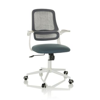 hjh OFFICE Bürostuhl mit klappbaren Armlehnen Miko W ECO Drehstuhl höhenverstellbar, atmungsaktive Rückenlehne, Lendenwirbelstütze, Grau