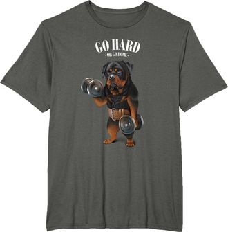 Fox Republic Design Rottweiler Hunde Muskeltraining mit Hantel im Fitness-Studio T-Shirt