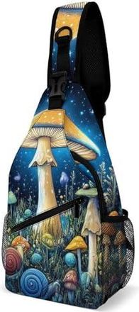 Generic Léger Sacoche Homme Bandouliere Art magique trippant avec des champignons Sling Bag Durable,Réglable Sac à Dos De Voyage pour Cyclisme Randonnée école