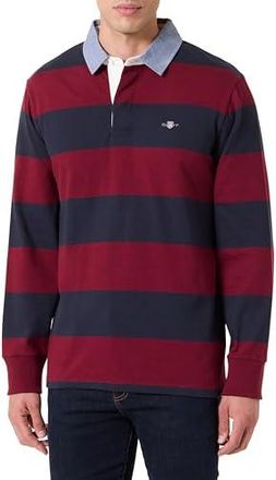 GANT Reg Chambray Stripe Heavy Rugger Polo, Rouge, XXL Hommes