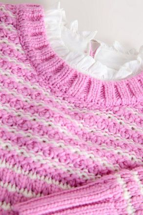 Next Strickpullover Pullover mit Kr&auml;uselkragen, Kurzgr&ouml;&szlig;e (1-tlg)