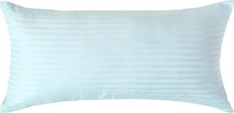 Homescapes 2er-Set Damast Kissenbezug 40x80 cm Aqua mit Satin-Streifen & Rei&szlig;verschluss, 100% &auml;gyptische Baumwolle, Fadendichte 330