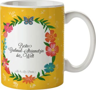 Mr. & Mrs. Panda Tasse Grabmal-Steinmetzin - Geschenk, Abschied, Teebecher, Kaffeebecher, Beruf, Cappuccino Tassen, Ausbildung, Büro Tasse, Teetasse