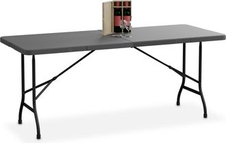 Relaxdays Gartentisch, klappbar, HBT: 72 x 180 x 74 cm, Kunststoff, Stahl, wetterfest, 8 Personen, Campingtisch, grau