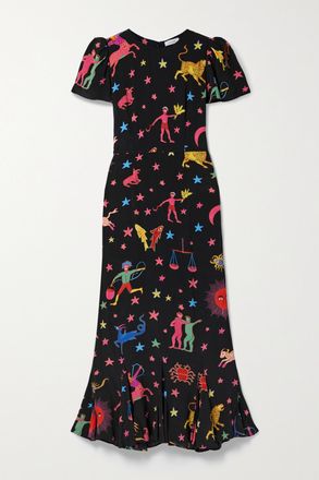 Rhode Resort Lulani Midikleid Aus Bedrucktem Cr&ecirc;pe De Chine - Schwarz