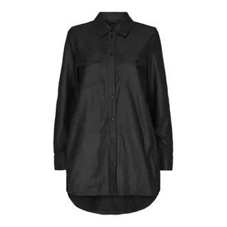 Notyz Schwarzes Oversized Lederhemd mit Schwarzen Akzenten - - Blouses & Shirts - Damen - Schwarzk - 3XL