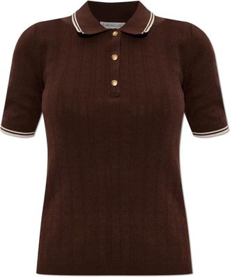 Moncler Femme, Tops, Brun, Taille: 42 FR Polo avec &eacute;cusson logo