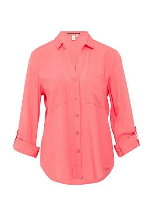 QS by s.Oliver Langarmbluse Bluse Viskosebluse mit Turn-up und aufgesetzten Taschen