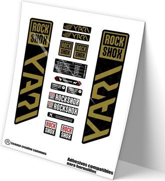 Generico Ref: VP449 Aufkleber, kompatibel mit Rock-Shox YARI 2021, 2022 MTB, Sticker, Aufkleber, Aufkleber f&uuml;r Mountainbikes. (Gold)