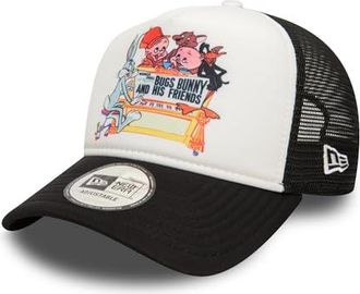 New Era Bugs Bunny Casquette de Camionneur Looney Tunes Dessin animé réglable Maille Noir Blanc Chapeau
