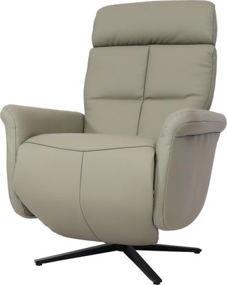 Mendler Relaxsessel HWC-L10, Design Fernsehsessel TV-Sessel Liegesessel, Liegefunktion drehbar, Voll-Leder - grau