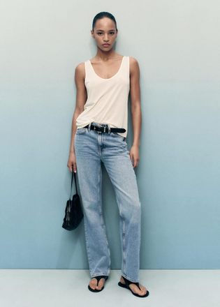 Mango Jean Matilda droit taille normale bleu moyen - Femme - 34 - MANGO