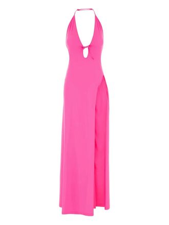 Balenciaga Neckholder-Maxikleid mit Schlitz - Rosa