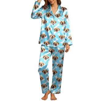 Generic Pyjama d&eacute;contract&eacute; &agrave; motif floral, haut &agrave; manches longues et pantalon confortable - V&ecirc;tements de nuit doux pour des nuits confortables et des week-end