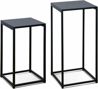 Sweeek Sweeek - Lot de 2 tables dappoint gigognes noires - Industrielle - bouts de canapé 34x34x74cm / 30x30x54cm