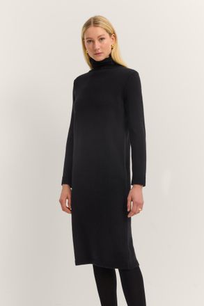 Bugatti Strickkleid mit Rollkragen aus weichem Kaschmirmix f&uuml;r Damen - Schwarz