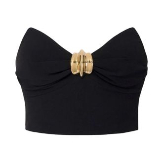 Elisabetta Franchi Elegantes Polyester-Top mit Schleifendetail - - Tops - Damen - Schwarzk - S