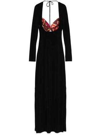 Marine Serre robe longue à détail de foulard - Noir