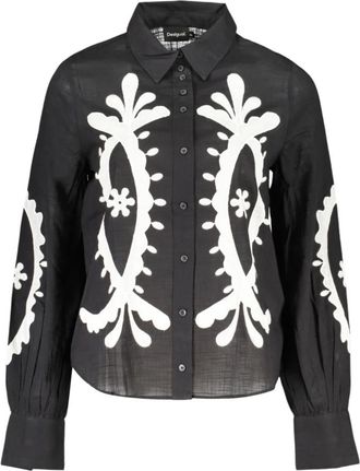 Desigual Femme, Blouses et Chemises, Noir, Taille: 42 FR Flora Long-Sleeved Shirt