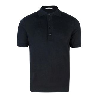 Paolo Pecora Schwarzes Geripptes Polo-Shirt Seide Baumwolle - - Tops - Herren - Schwarzk - 2XL