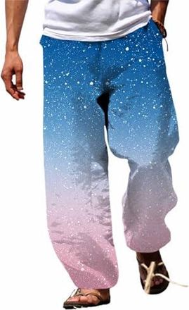 Generic DENGJIAMY Pantalon en lin d&eacute;grad&eacute; pour homme - Jambe droite - D&eacute;contract&eacute; - Pantalon dext&eacute;rieur tendance - Bas ouvert - Pantalon d&eacute;t&eacute; tendance - Panta