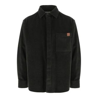 Darkpark Darkpark, Homme, Chemises, Vert, Taille: M Chemise en velours de coton c&ocirc;tel&eacute;