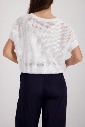 Monari Ajourpullover Pullover Basic Schmuck Regular fit mit Strasssteinen