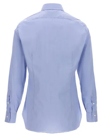 Barba Stretch Cotton Poplin Shirt - Light Blue