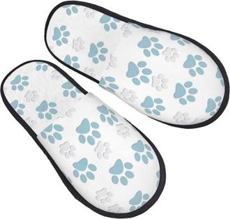 Generic Antid&eacute;rapant Pantoufles &agrave; Hiver Patte danimal bleue et grise Chaussures de Maison Unisex Chaussons en Peluche pour Maison Homme Femme M