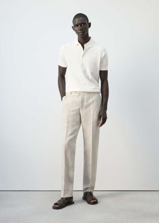 Mango Polo maille fine 100 % coton blanc cass&eacute; - Homme - XXL - MANGO MAN