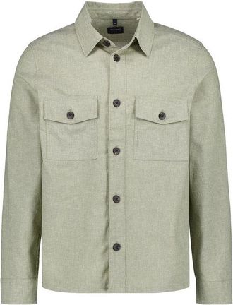 Olymp Herren Overshirt gr&uuml;n Baumwolle-Leinen