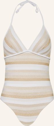 Max Mara Max Mara Beachwear Neckholder-Badeanzug Carina Mit Glitzergarn weiss