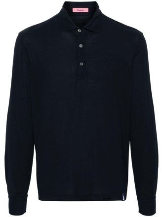 Drumohr polo en coton &agrave; col italien - Bleu