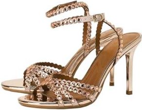 Generic YUJIEBB Sandales sexy &agrave; talons hauts en m&eacute;tal avec sangle &agrave; bout ouvert pour f&ecirc;te, ext&eacute;rieur tendance, surface miroir doubl&eacute;e, semelle crois&eacute;e, Couleu