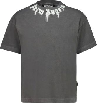 Palm Angels Homme, Tops, Gris, Taille: M T-Shirt &agrave; Manches Courtes avec Logo au Col