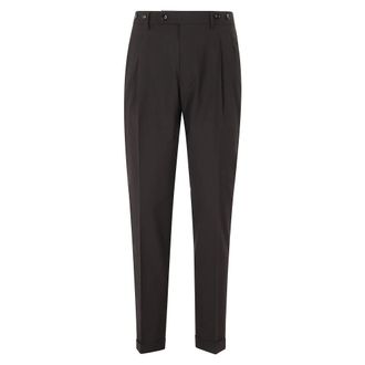 Berwick 1707 Homme, Pantalons, Brun, Taille: M Pantalon avec d&eacute;tail pliss&eacute; et accessoire corde