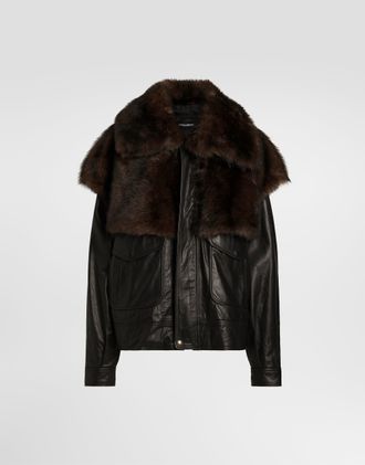 Dolce & Gabbana Lederjacke - Frau Collection Schwarz 40