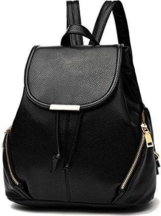 Generic Sac à dos en cuir sac à dos sac à bandoulière occasionnel école de la mode Mini sac à dos pour les femmes et les filles (noir)