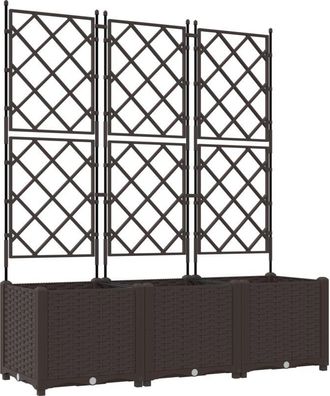vidaXL Vidaxl - Bac &agrave; fleurs avec Treillis 3 pcs Marron 120 x 40 x 143 cm pp