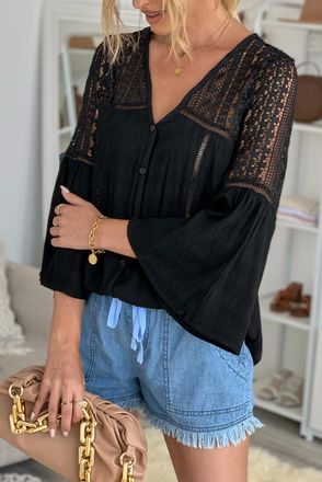 Azura Exchange Mesh-Bluse mit Spitze-Details