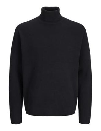 Jack & Jones Knit Roll Neck Jprblamilano Stitch Pull &agrave; col roul&eacute;, Noir, S Homme