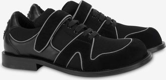 Moschino Derbies en cuir de veau, daim et mesh - Noir