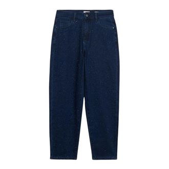 Oltre Regular Jeans mit Kristallen - - Jeans - Damen - Blau - M