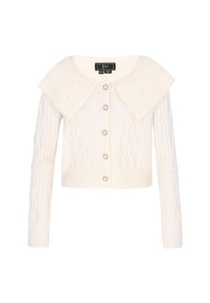 Faina Strickjacke f&uuml;r Damen - Wollwei&szlig;