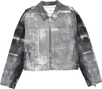 Purple Carpenter Palms Patterned Zip Jacket